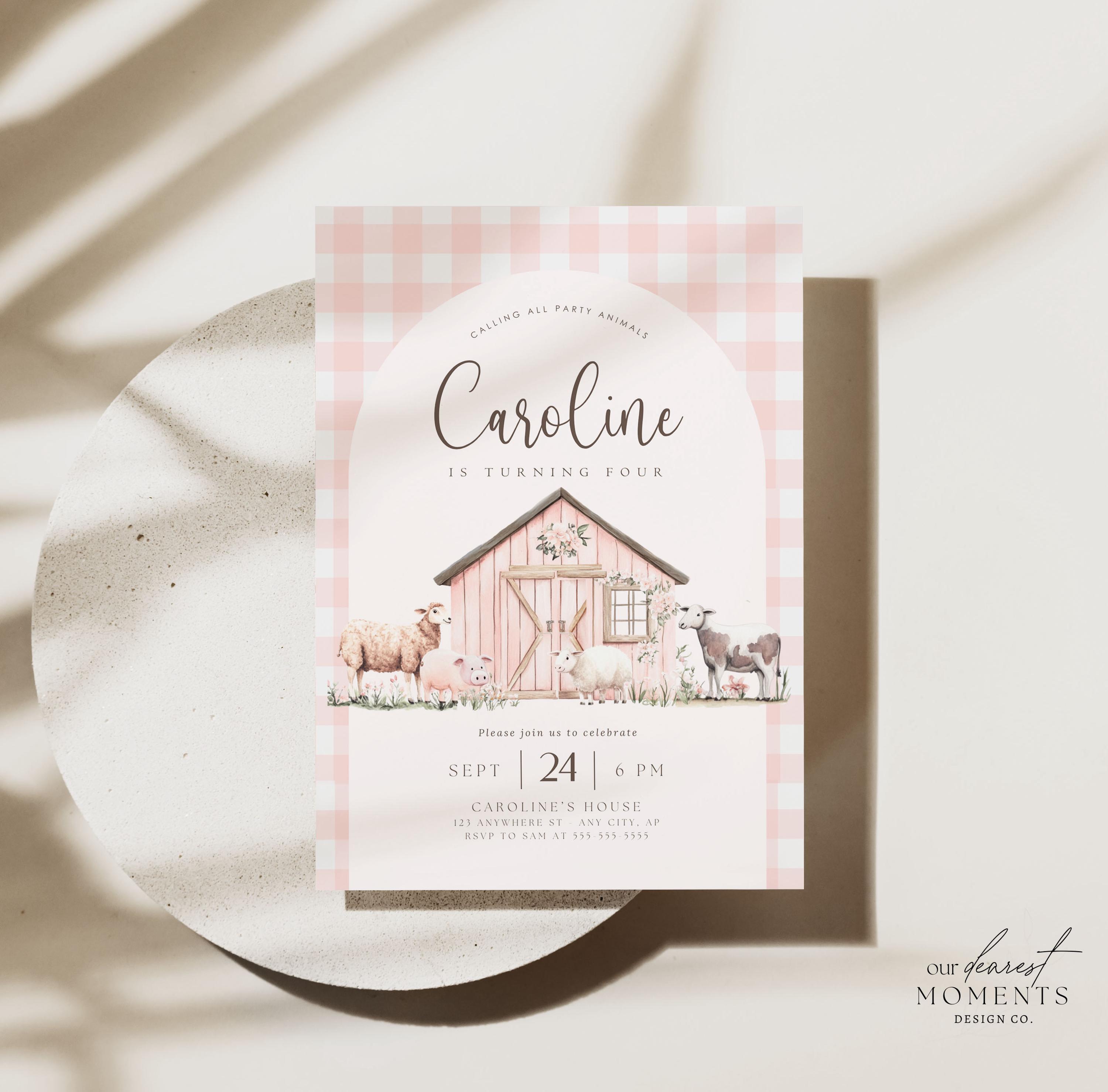 Editable Farm Birthday Invitation Calling All Party Animals Farm Girl ...