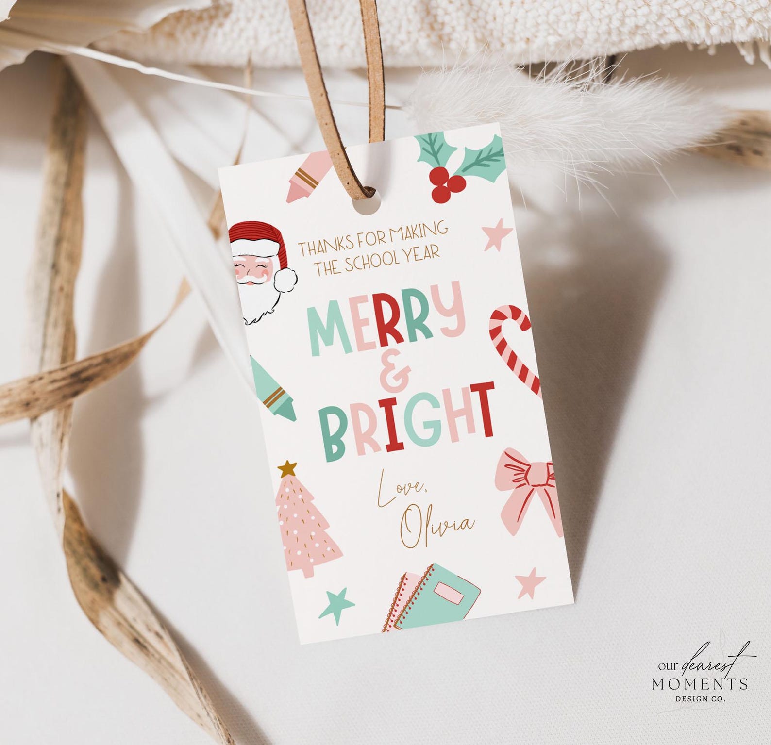 Editable Thank You Kids School Christmas Gift Tag Template Printable ...
