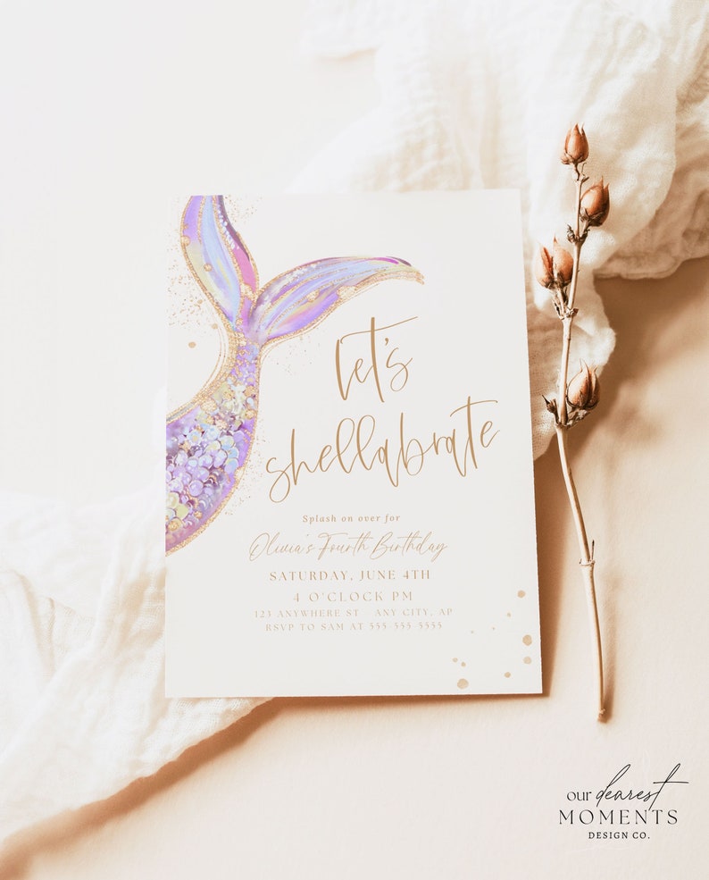 Editable Mermaid Birthday Invitation Under the Sea Birthday Invite ...