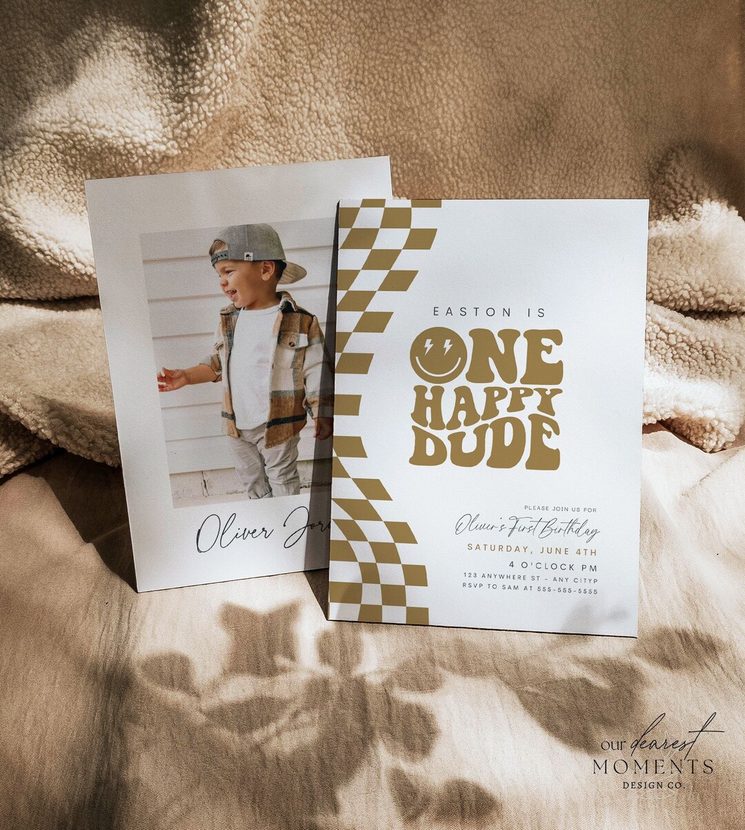 One Happy Dude Birthday Invitation Digital Download 1st Birthday Boy ...