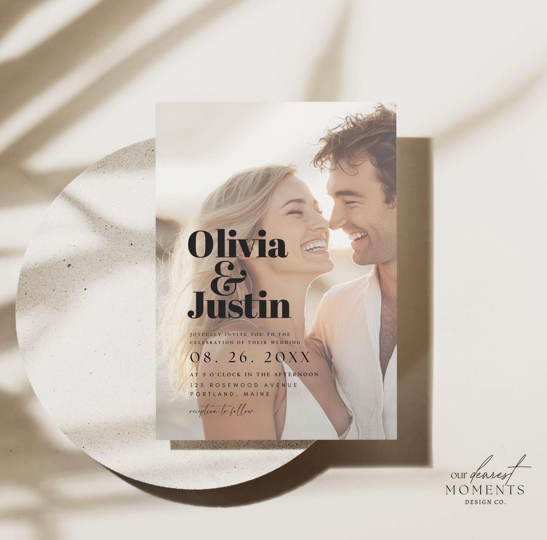 Editable Wedding Invitation Picture Template Minimalist Modern Wedding ...