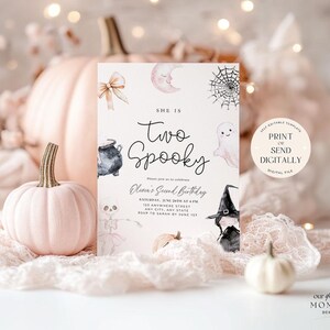 Editable Two Spooky Birthday Invitation Halloween 2nd Birthday Party ...