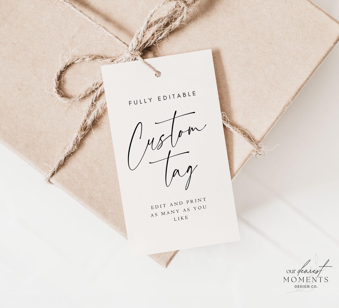 Editable Tags Template Instant Download Calligraphy Custom Gift Tag ...