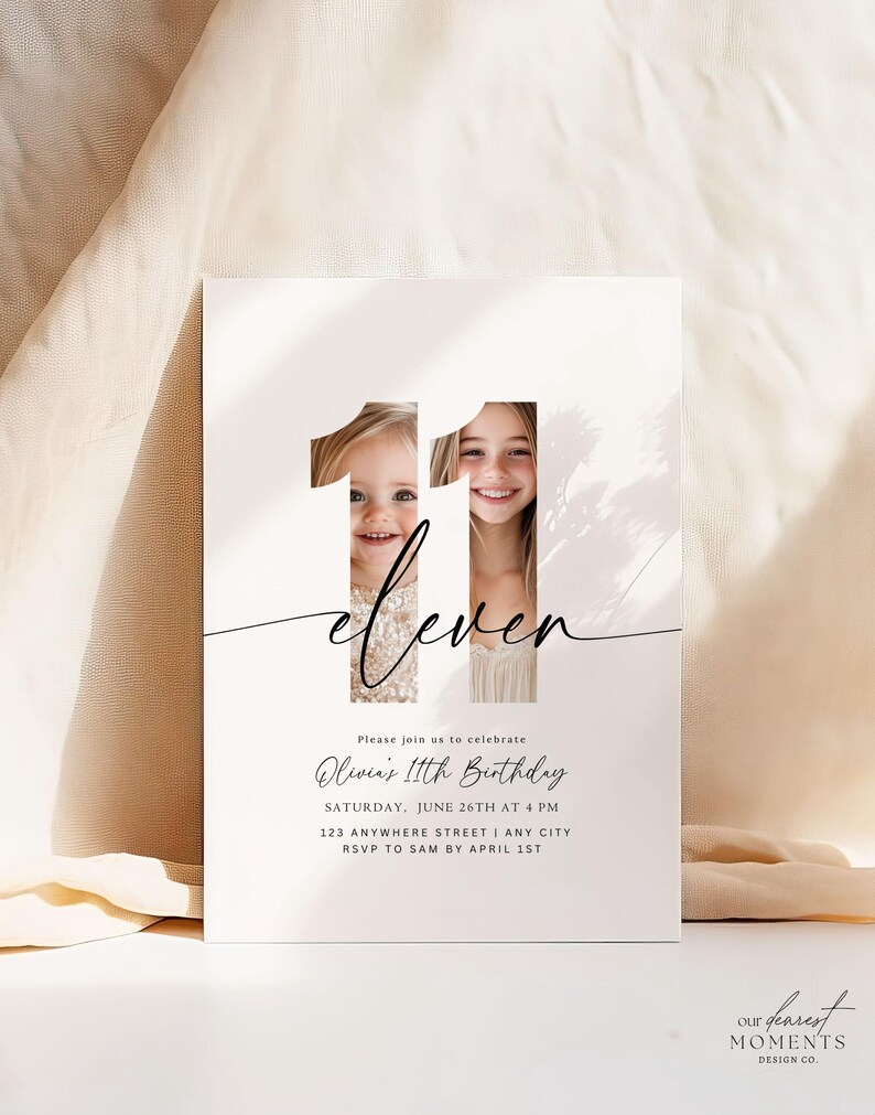 Editable 11th Birthday Invitation Eleventh Birthday Invite Template 11 ...