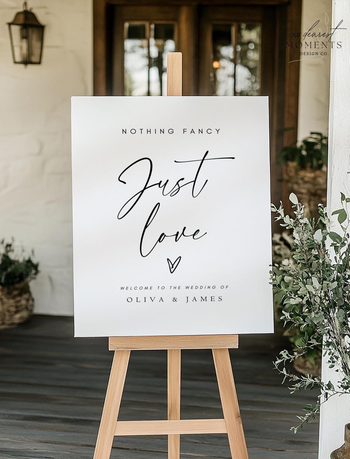 Editable Minimalist Nothing Fancy Just Love Wedding Welcome Sign ...