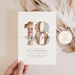 Editable 18th Birthday Invitation Eighteenth Birthday Invite Template ...