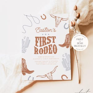 Editable First Rodeo Birthday Invitation Boy Rodeo 1st Birthday Invite ...