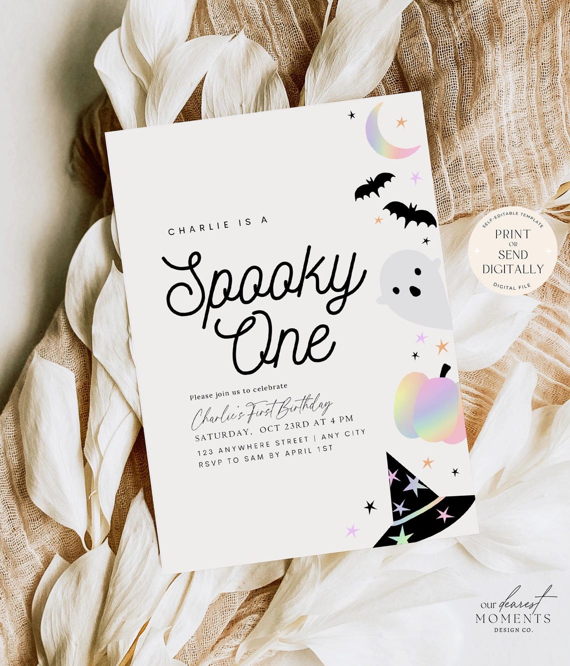 Editable Spooky One Birthday Invitation Halloween 1st Birthday Invite ...