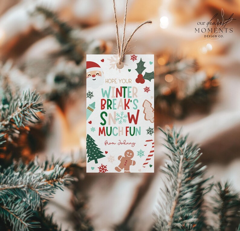 Editable Winter Break Snow Much Fun Printable Gift Tag Teacher Student ...