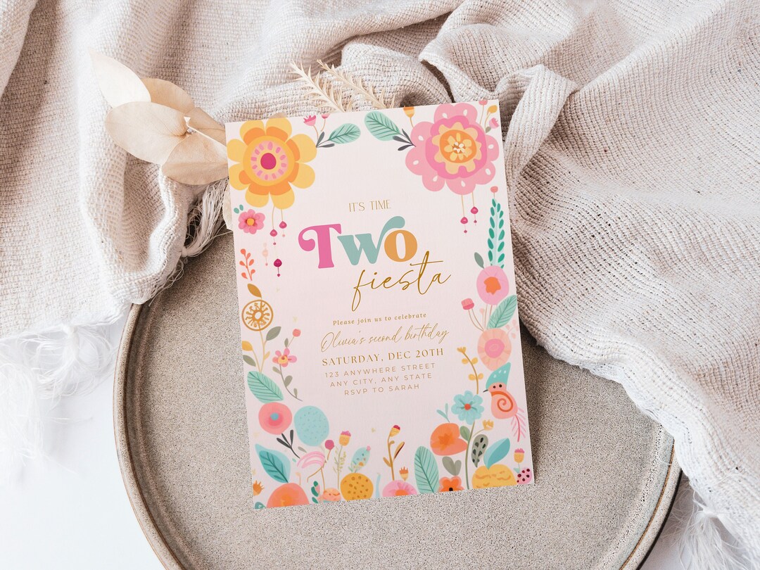 Two Fiesta Birthday Invitation Second Birthday Invitation for Girl ...