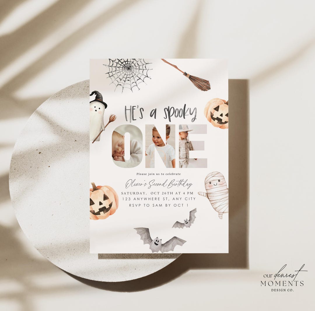 Editable Spooky One Invitation 1st Birthday Invitation for Boy ...