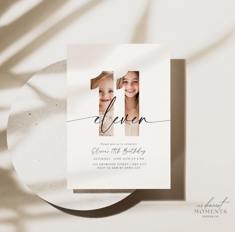 Editable 11th Birthday Invitation Eleventh Birthday Invite Template 11 ...
