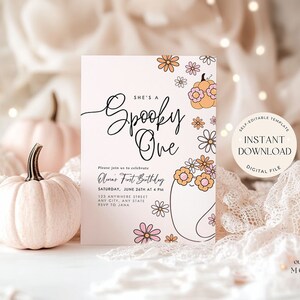 Editable Spooky One Birthday Invitation Halloween 1st Birthday Invite ...