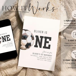 Editable Rookie Year Soccer First Birthday Invitation Digital Template ...