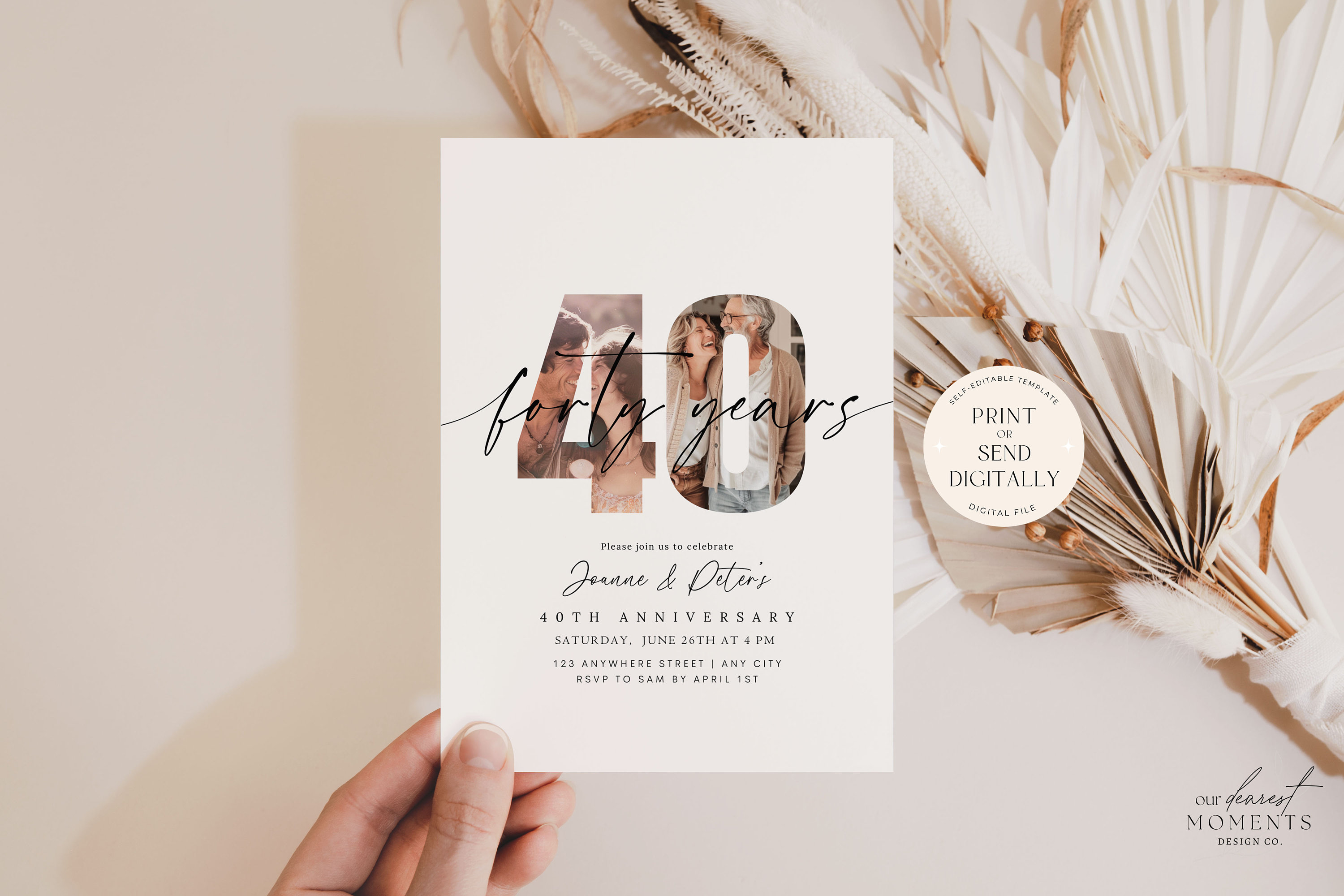 40th Anniversary Invitation 40th Wedding Anniversary Invite With Photo ...