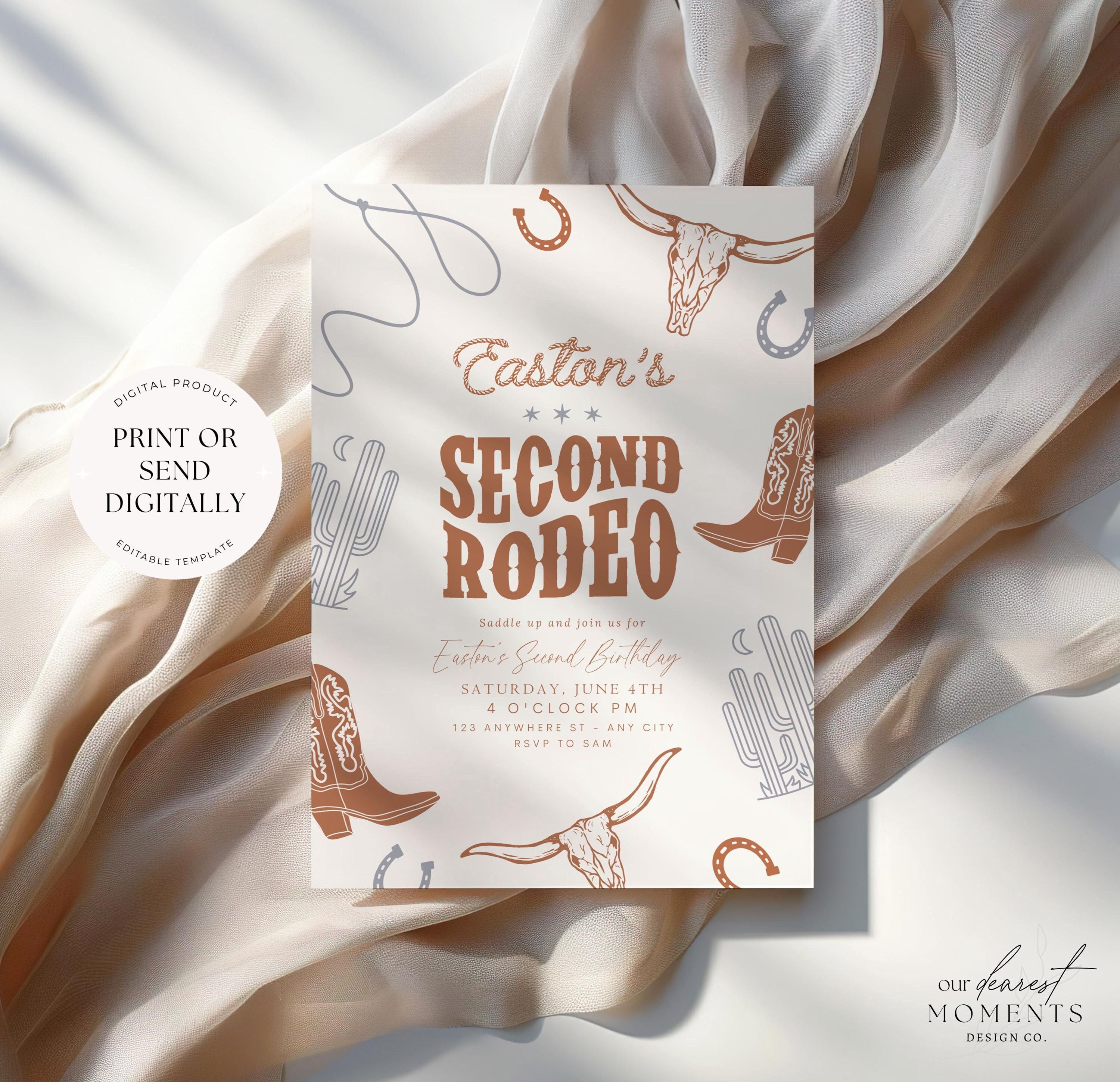 Editable Second Rodeo Birthday Invitation Boy Rodeo 2nd Birthday Invite ...