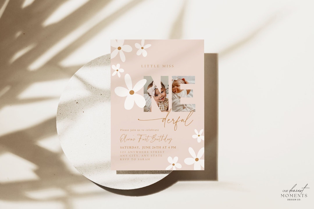 Daisy Birthday Invitation First Birthday Invite Boho Party Invite ...