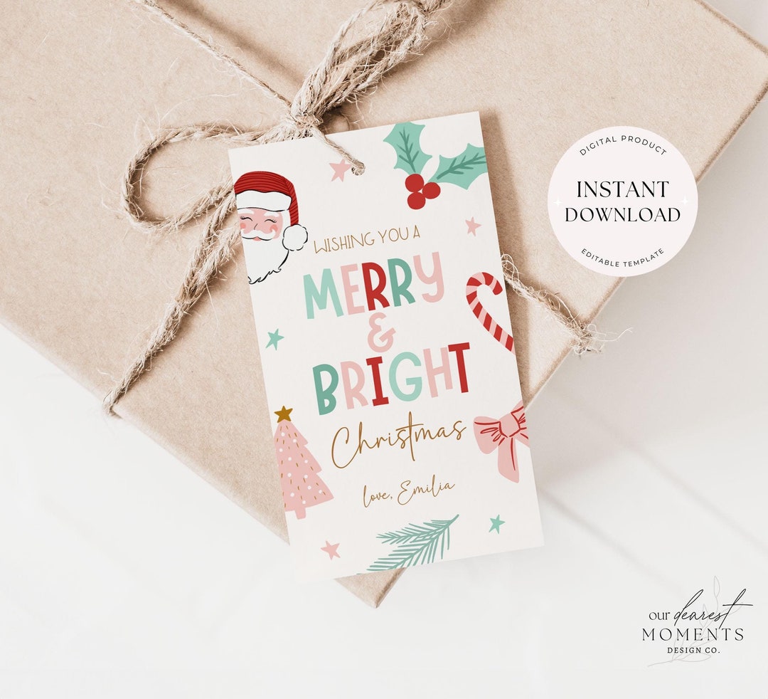 Editable Christmas Gift Tag Template Printable Present Tags Santa Xmas ...