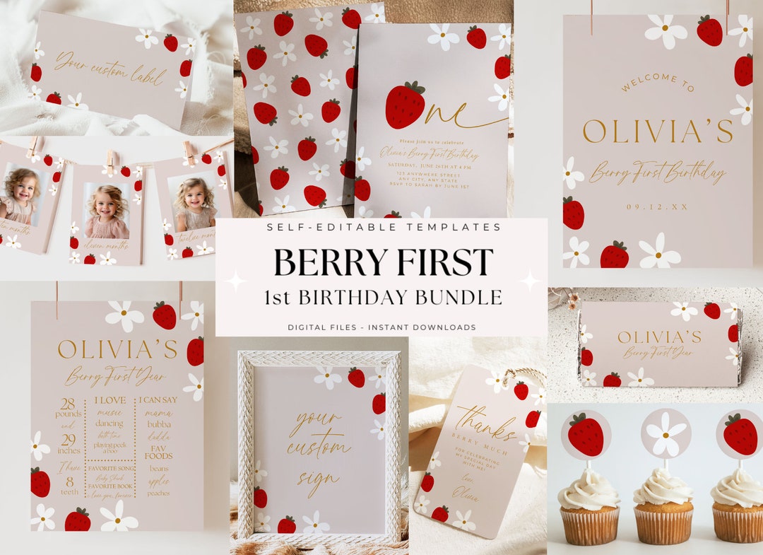 Berry First Birthday Bundle 1st Birthday Bundle Girl Birthday ...