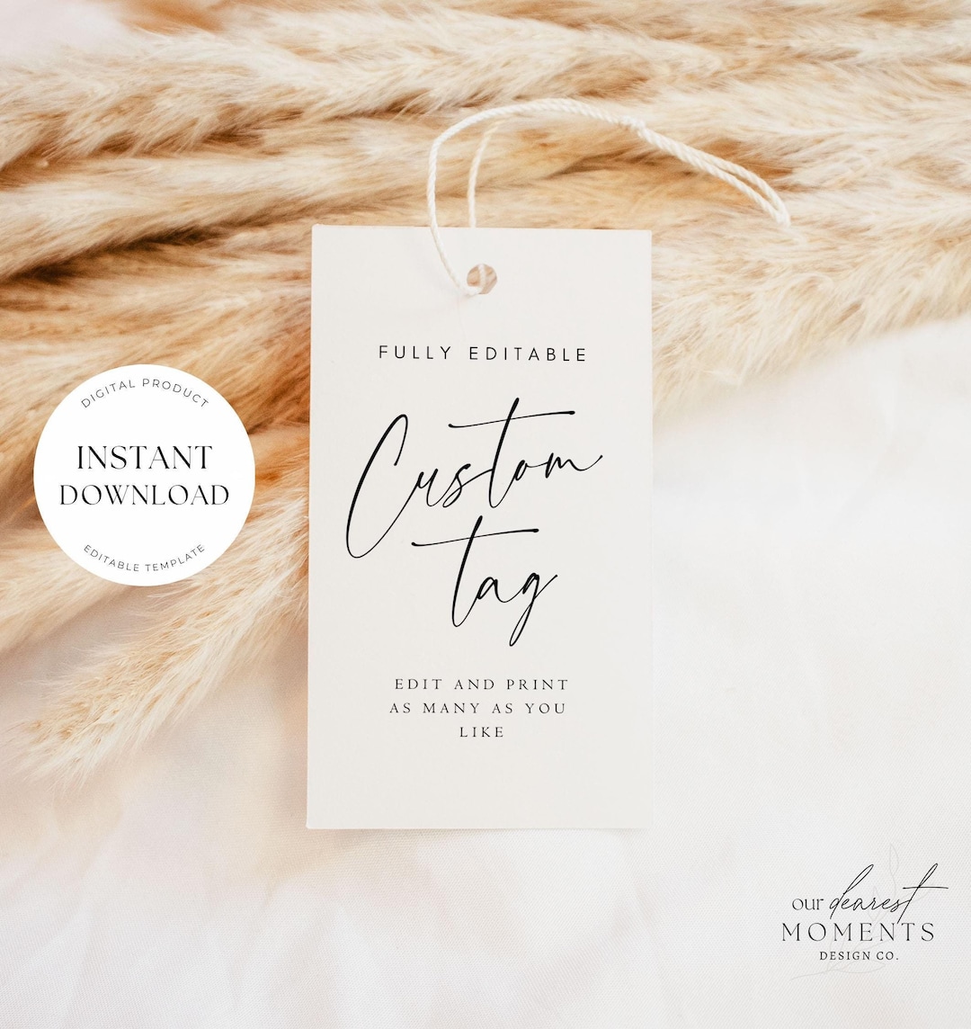 Editable Tags Template Instant Download Calligraphy Custom Gift Tag ...