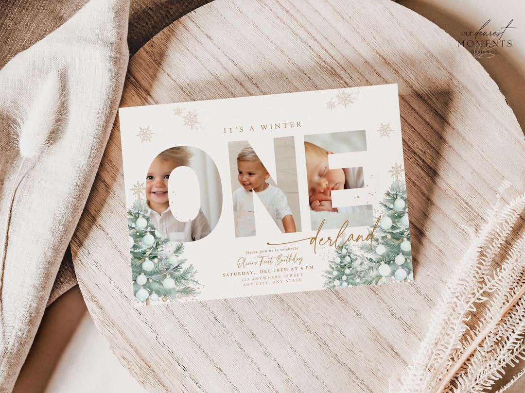 Editable Winter Onederland Boy Birthday Invitation Christmas 1st ...