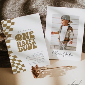 One Happy Dude Birthday Invitation Digital Download 1st Birthday Boy ...
