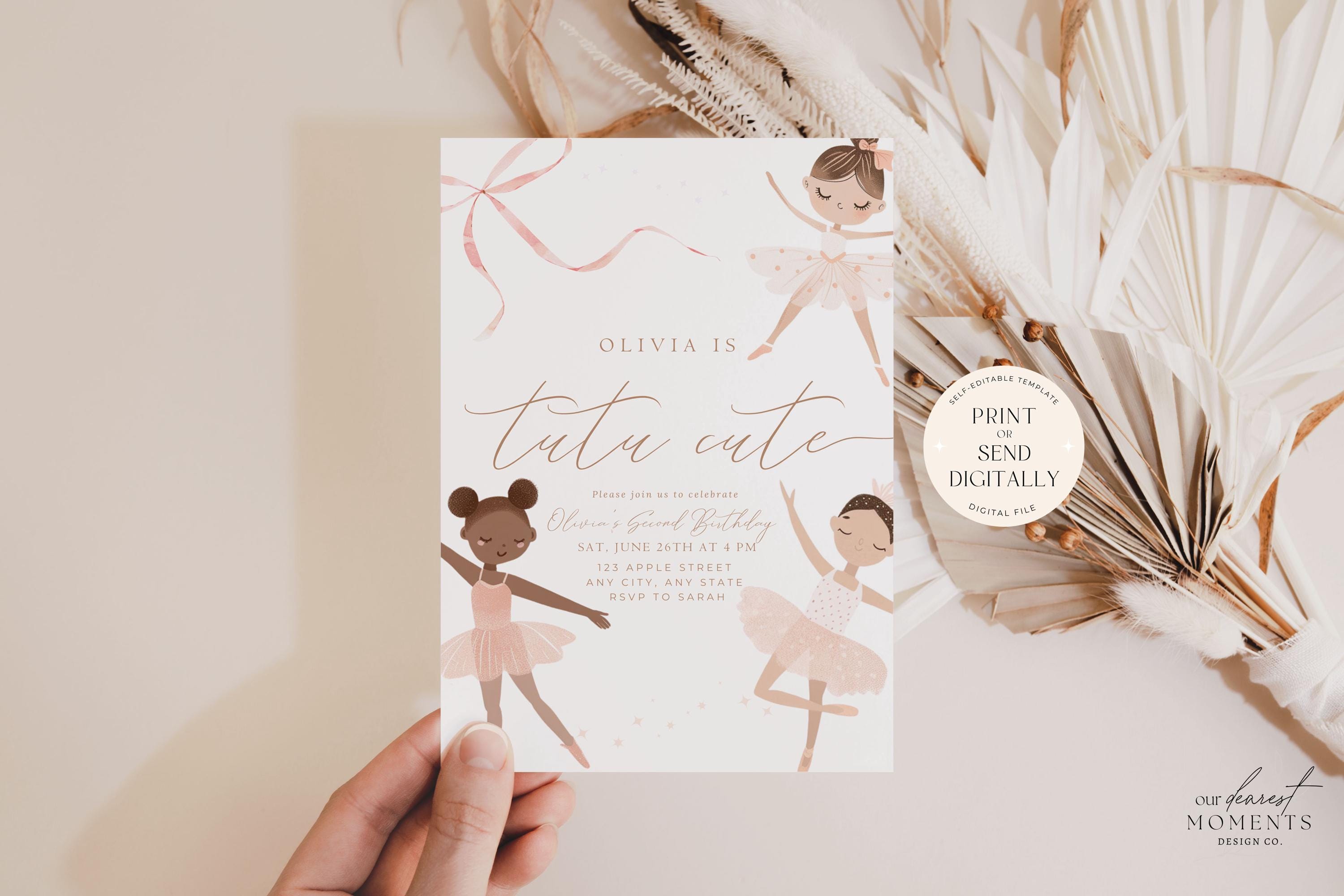 Tutu Cute Birthday Invitation Second Birthday Invitation Boho Tutu Cute ...