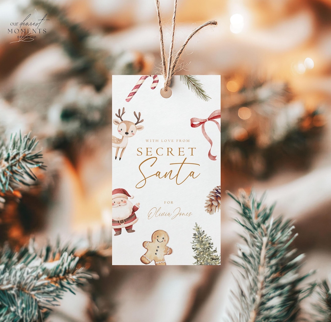 Editable Secret Santa Gift Tag Template Printable Present Tags Santa ...
