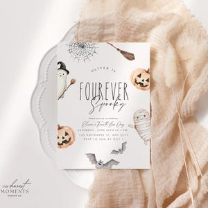 Editable Fourever Spooky Birthday Invitation Halloween 4th Birthday ...