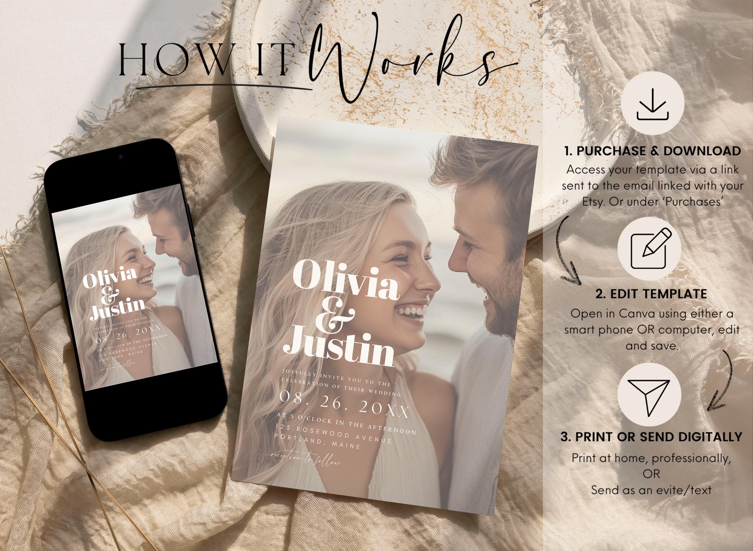 Editable Wedding Invitation Picture Template Minimalist Modern Wedding ...