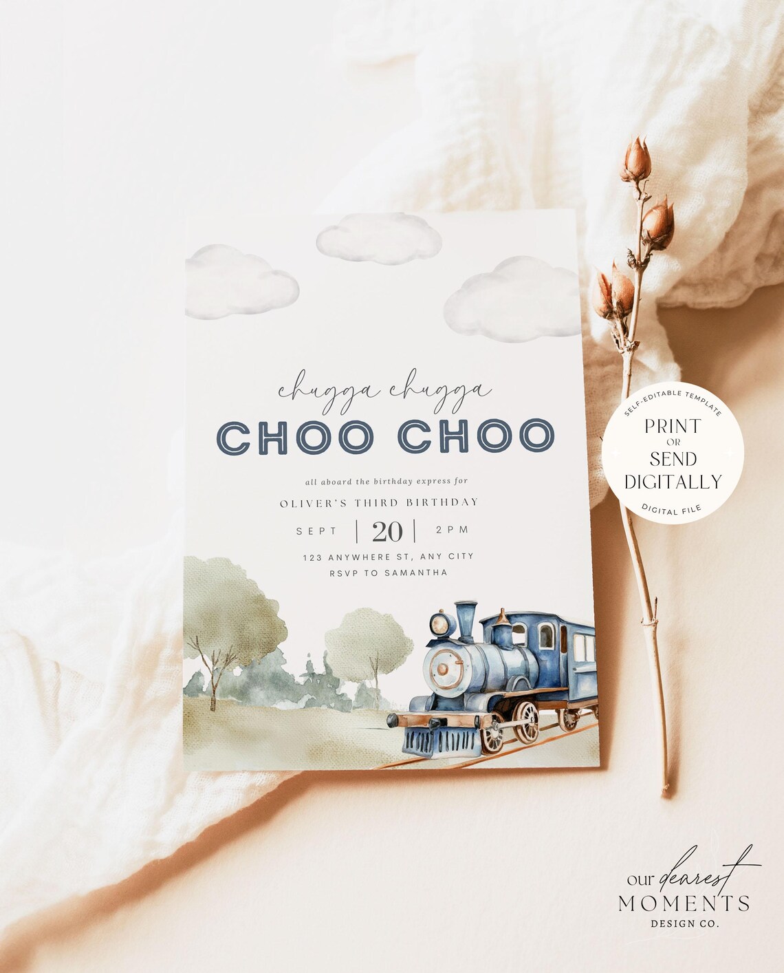 Editable Choo Choo Train Birthday Invitation Train Birthday Printable ...
