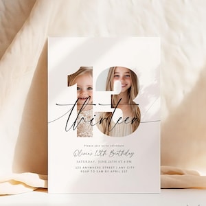 Editable 13th Birthday Invitation Thirteenth Birthday Invite Template ...