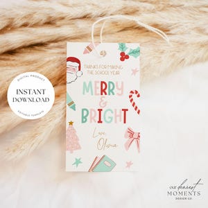 Editable Thank You Kids School Christmas Gift Tag Template Printable ...