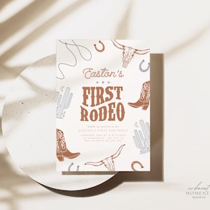 Editable First Rodeo Birthday Invitation Boy Rodeo 1st Birthday Invite ...