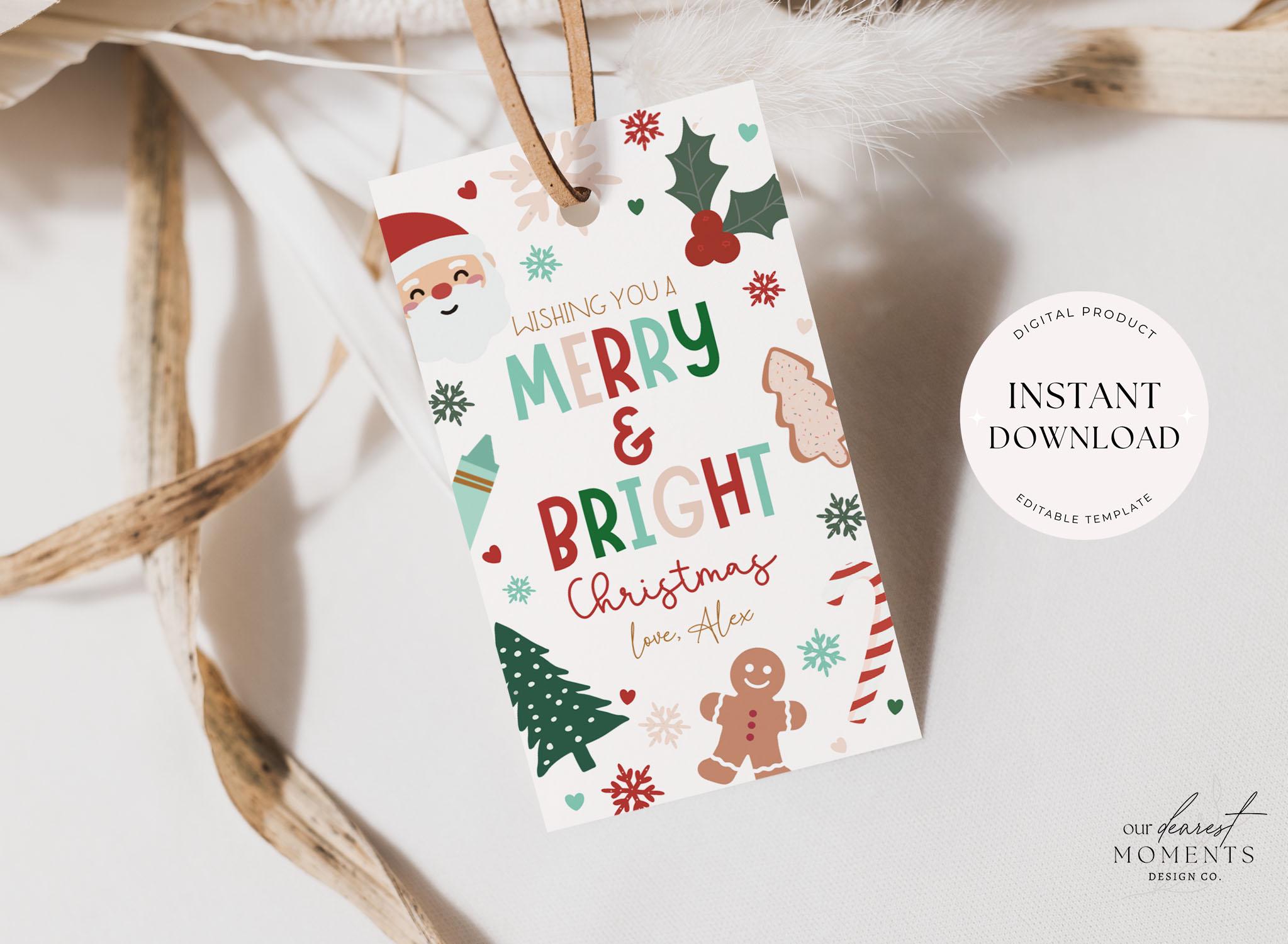 Editable Thank You Kids School Christmas Gift Tag Template Printable ...