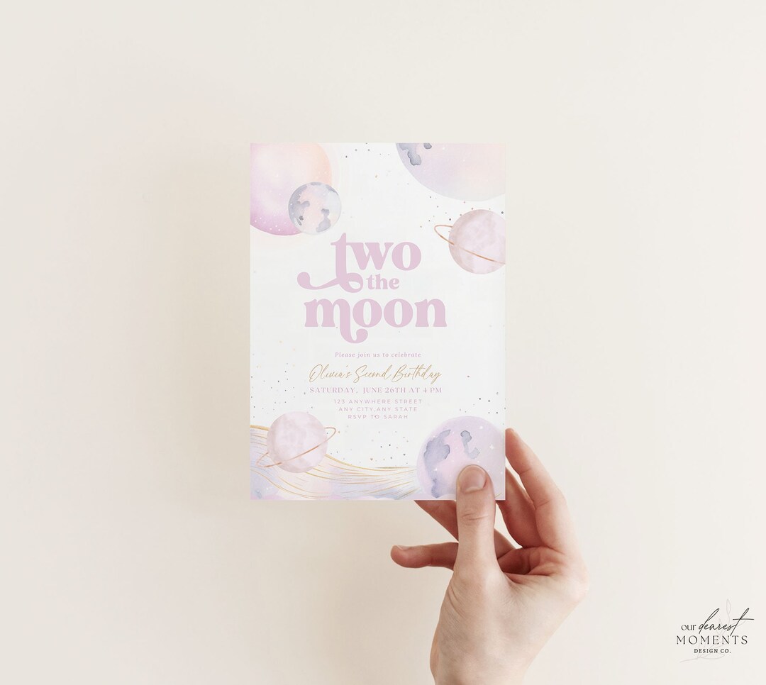 Two the Moon Second Birthday Invitation 2nd Birthday Invite Two the ...