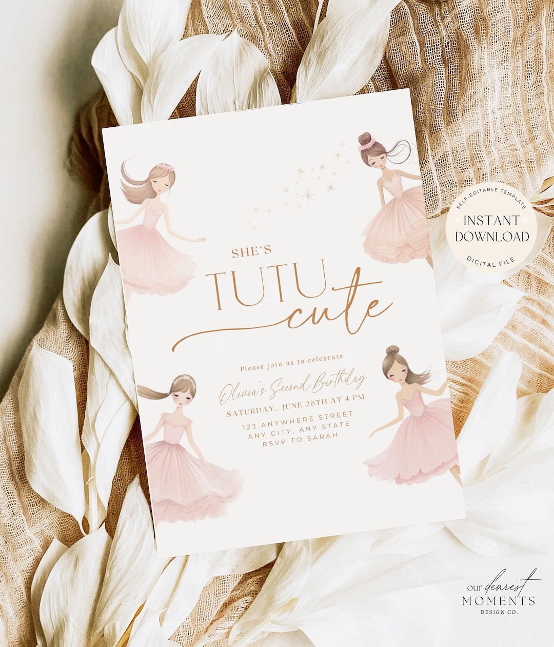 Tutu Cute Birthday Invitation Second Birthday Invitation Boho Tutu Cute ...