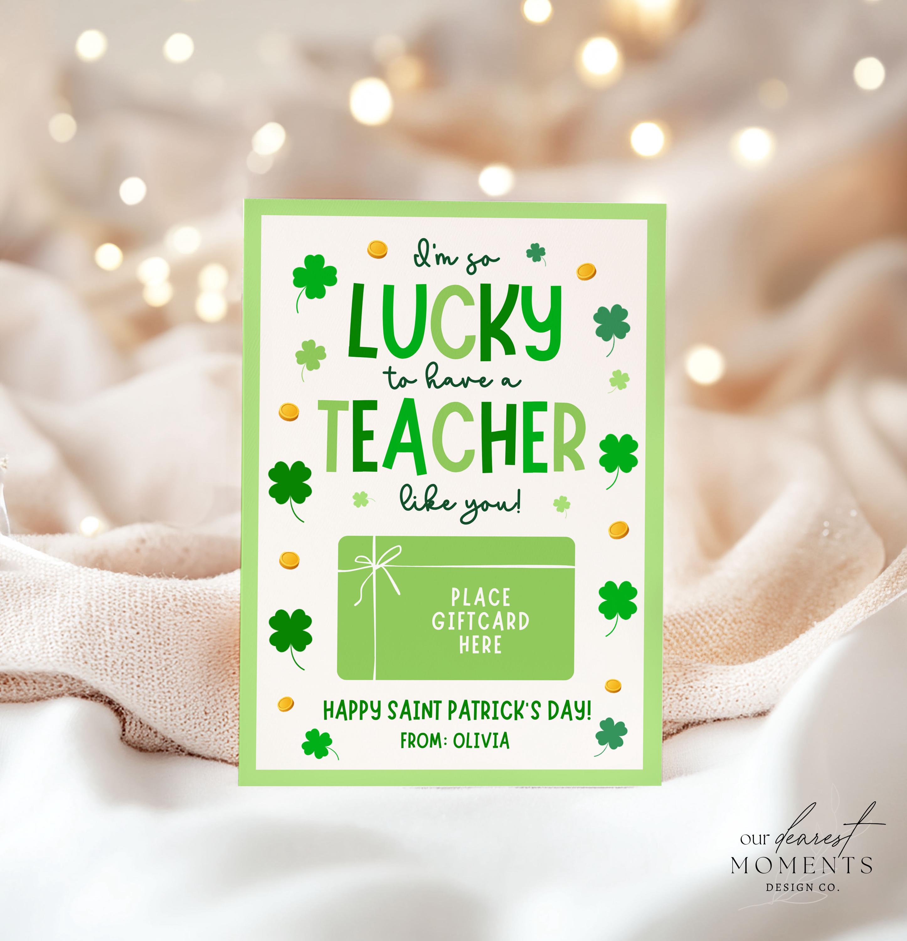 EDITABLE Saint Patrick's Day Teacher Gift Card Holder Digital Printable ...