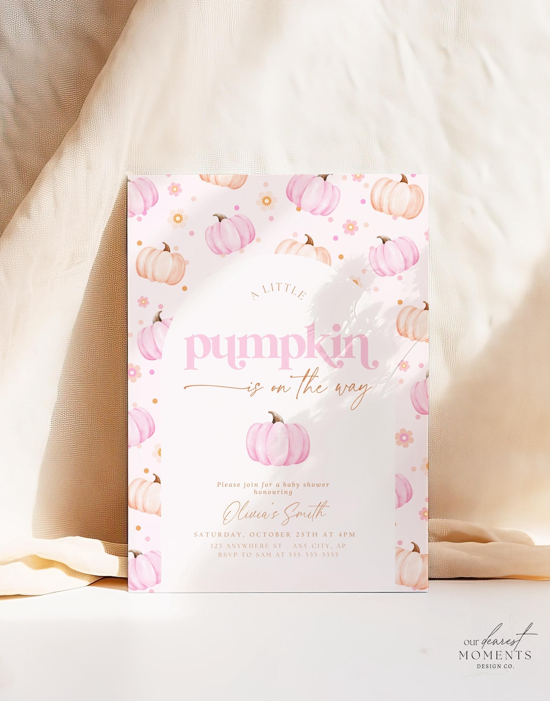 Editable Our Little Pumpkin Baby Shower Invitation Fall Baby Shower ...