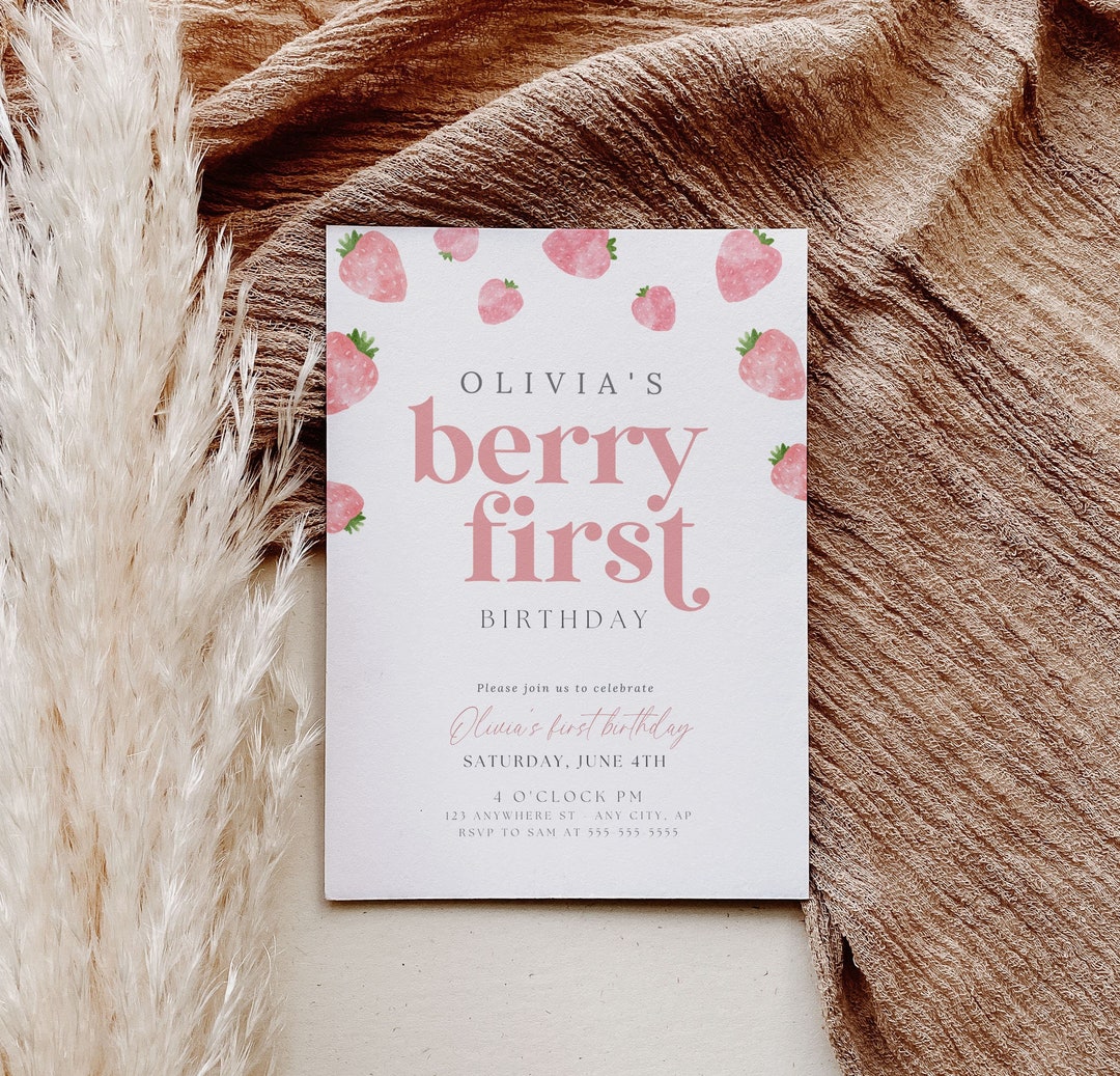 Berry First Birthday Invitation for Girls 1st Birthday Invitation ...