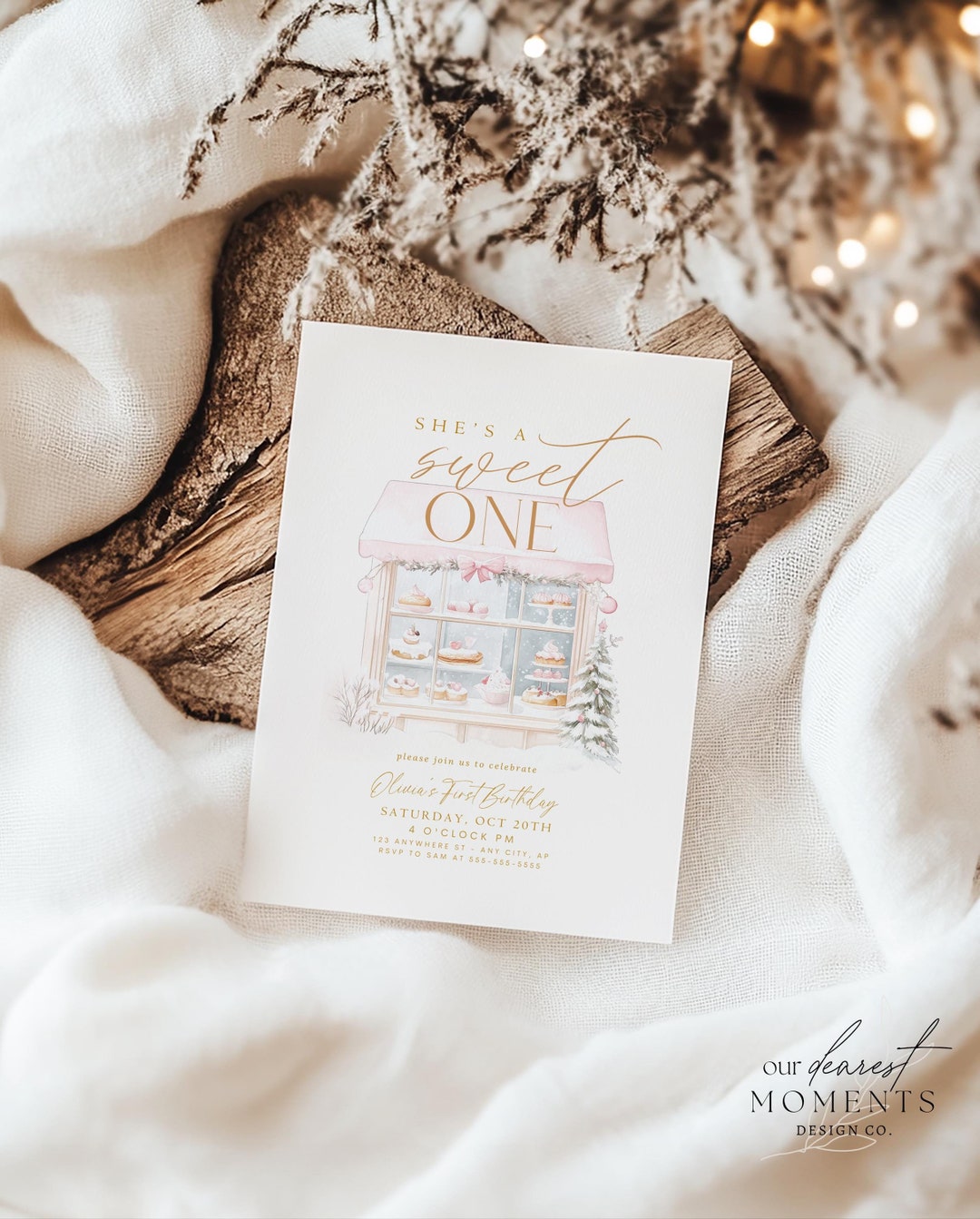 Editable Sweet One 1st Birthday Invitation Christmas First Birthday ...