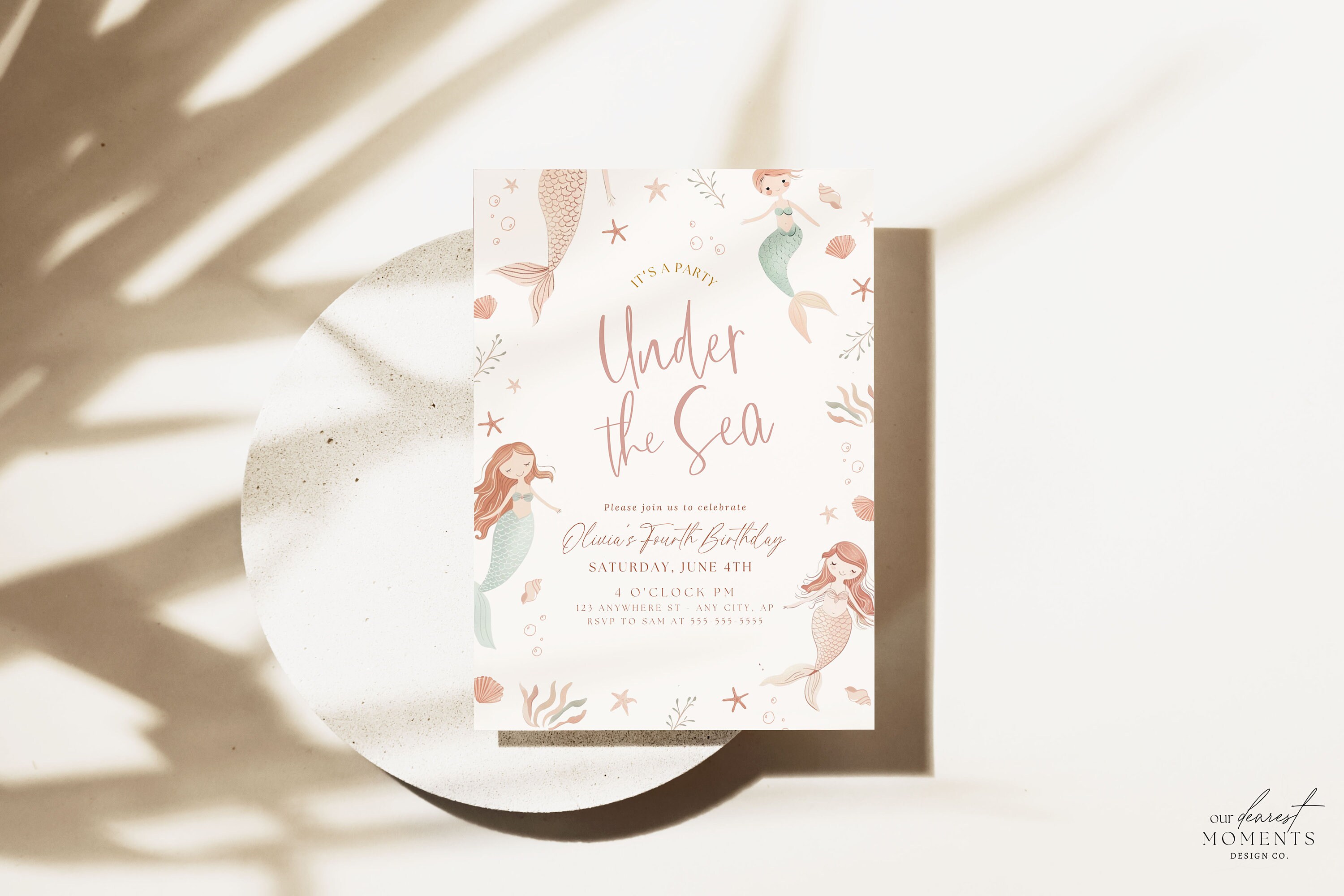 Editable Mermaid Birthday Invitation Mermaid Invite Under the Sea ...
