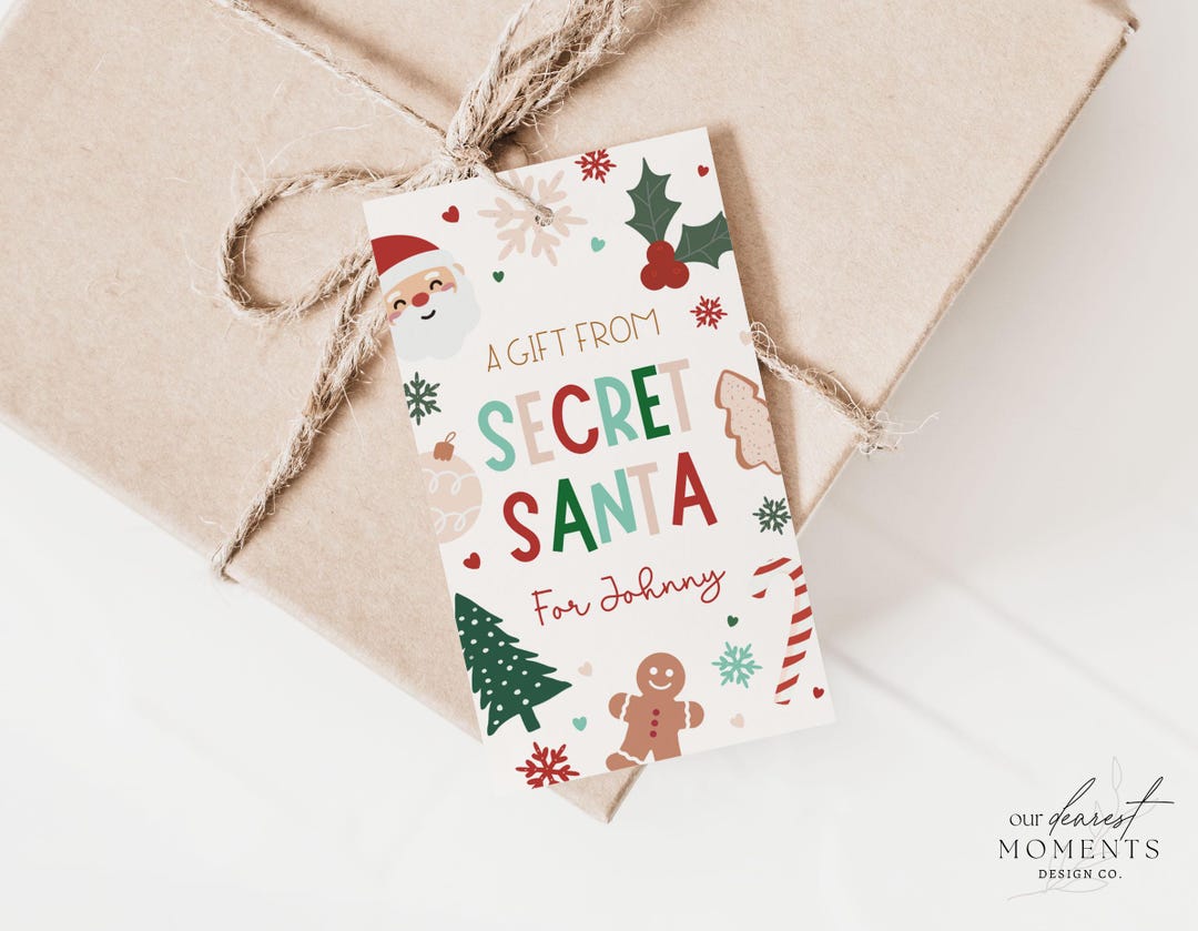 Editable Secret Santa Gift Tag Template Printable Present Tags Santa ...
