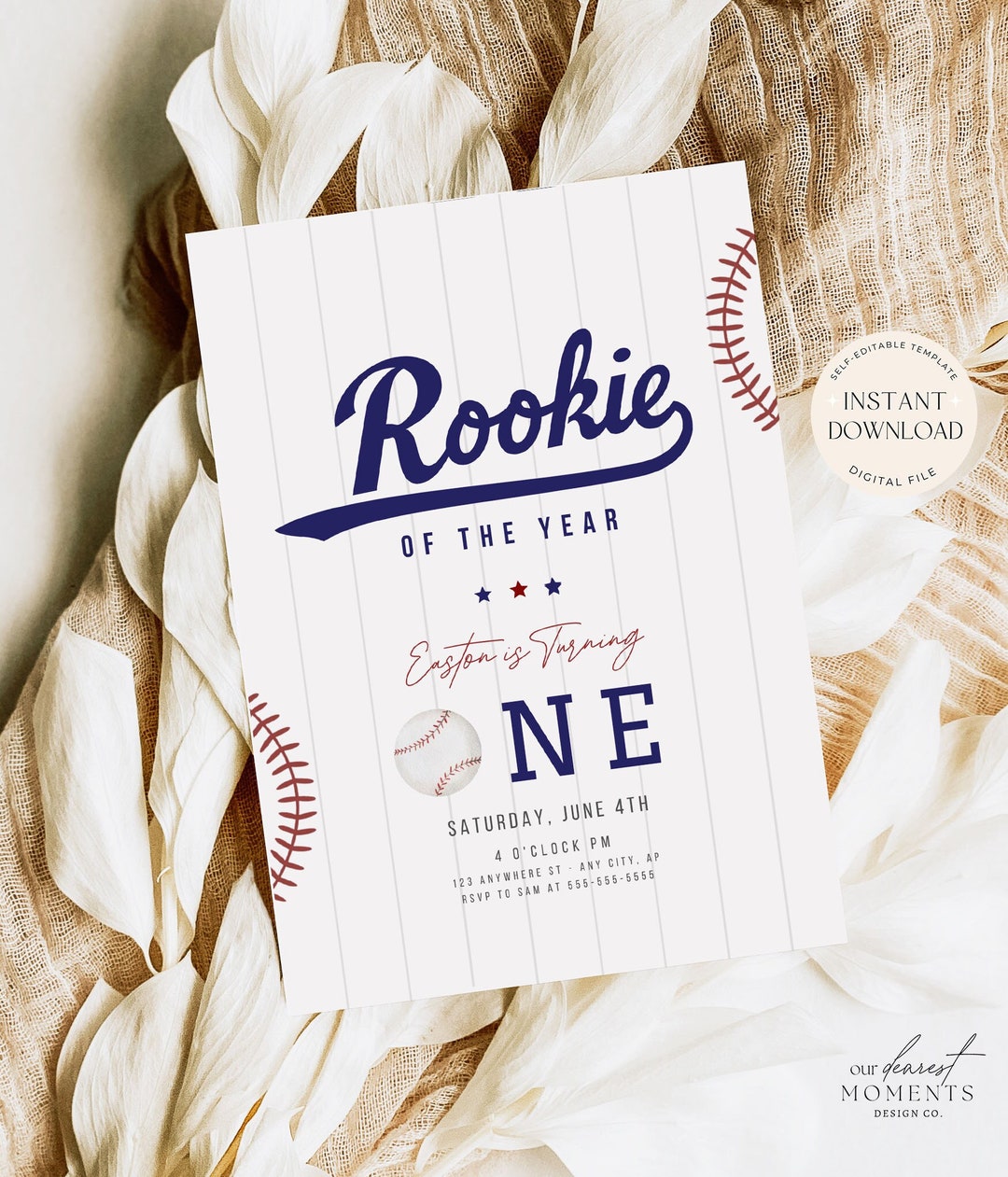 Rookie Year First Birthday Invitation Digital Template Sports 1st ...