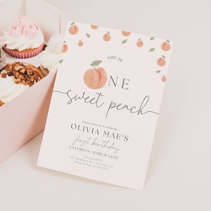 One Sweet Peach Invitation Peach Birthday Invite First Birthday Invite ...