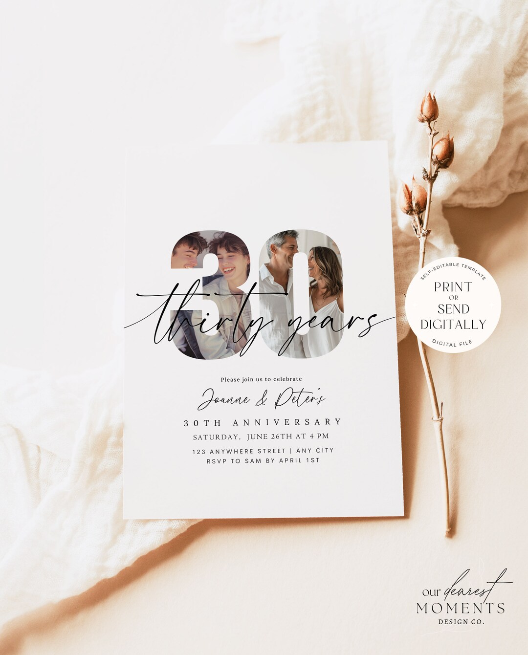 30th Anniversary Invitation 30th Wedding Anniversary Invite With Photo ...