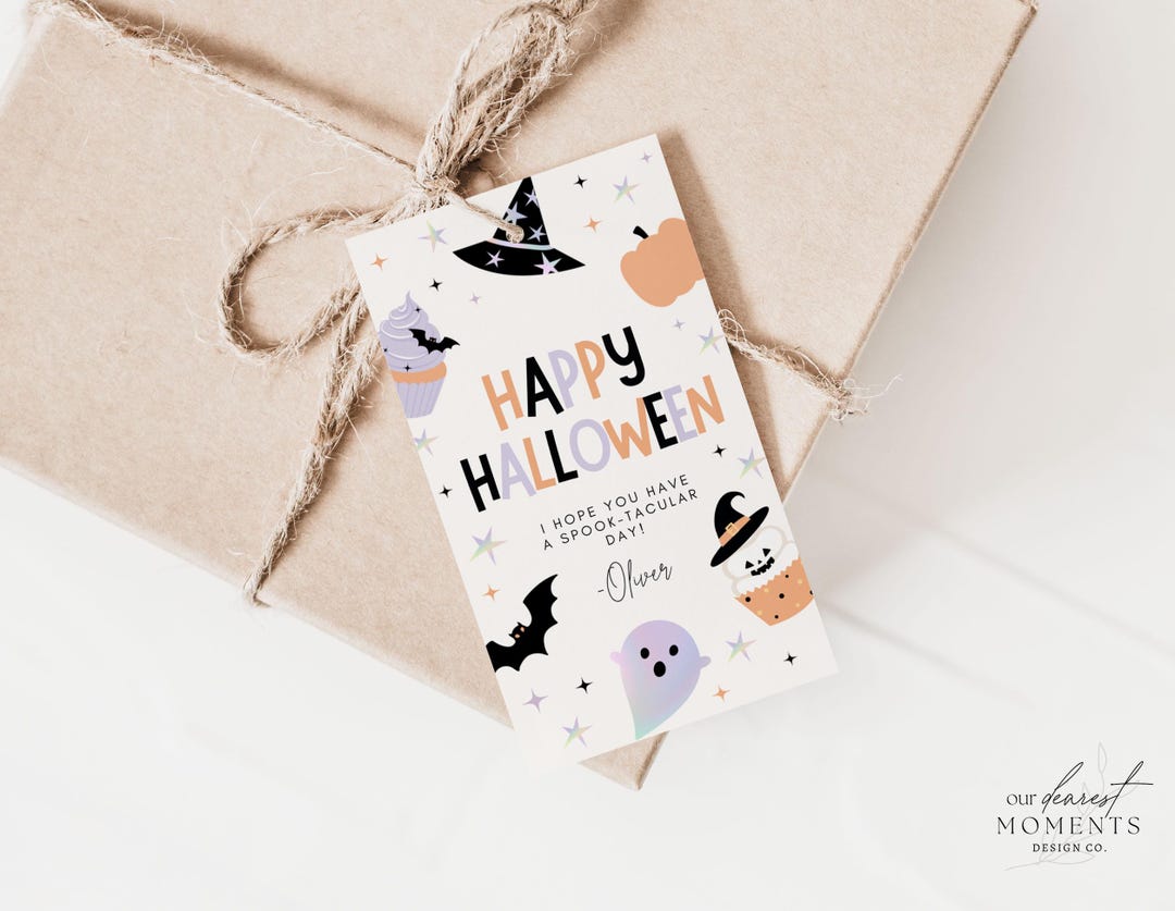 PRINTABLE Happy Halloween Kids School Gift Tag Editable Template ...