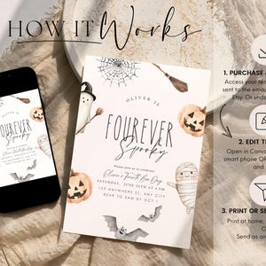 Editable Fourever Spooky Birthday Invitation Halloween 4th Birthday ...