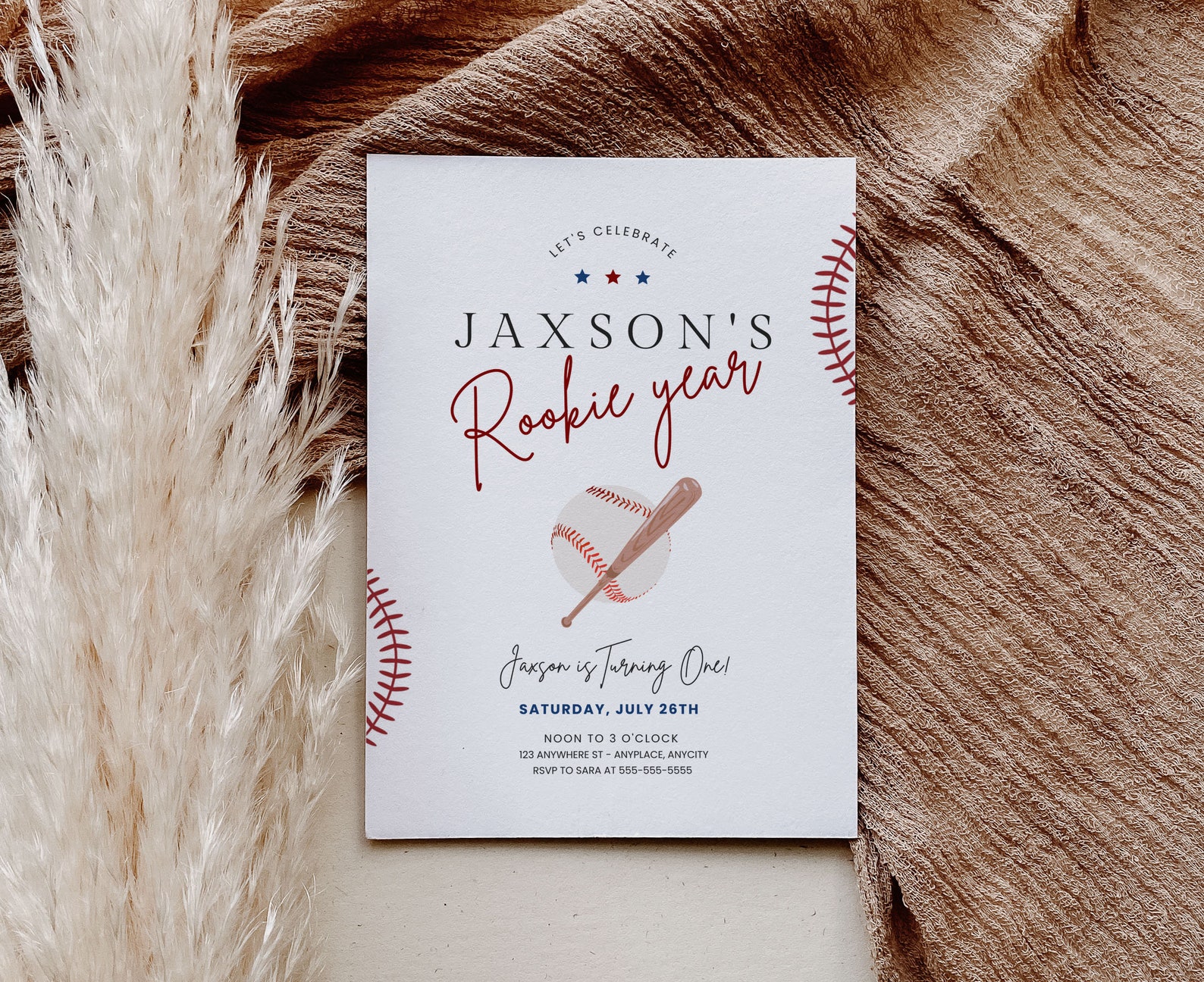 Rookie Year First Birthday Invitation Digital Template Sports 1st ...