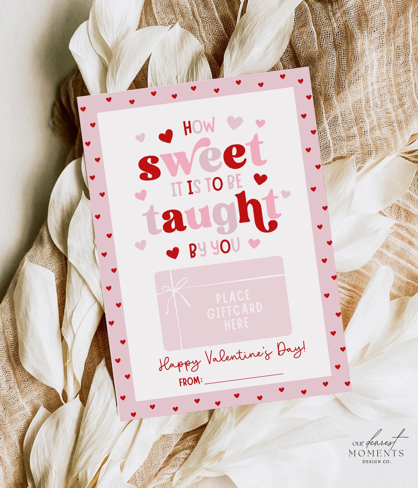 EDITABLE Valentine's Day Teacher Gift Card Holder Digital Printable ...